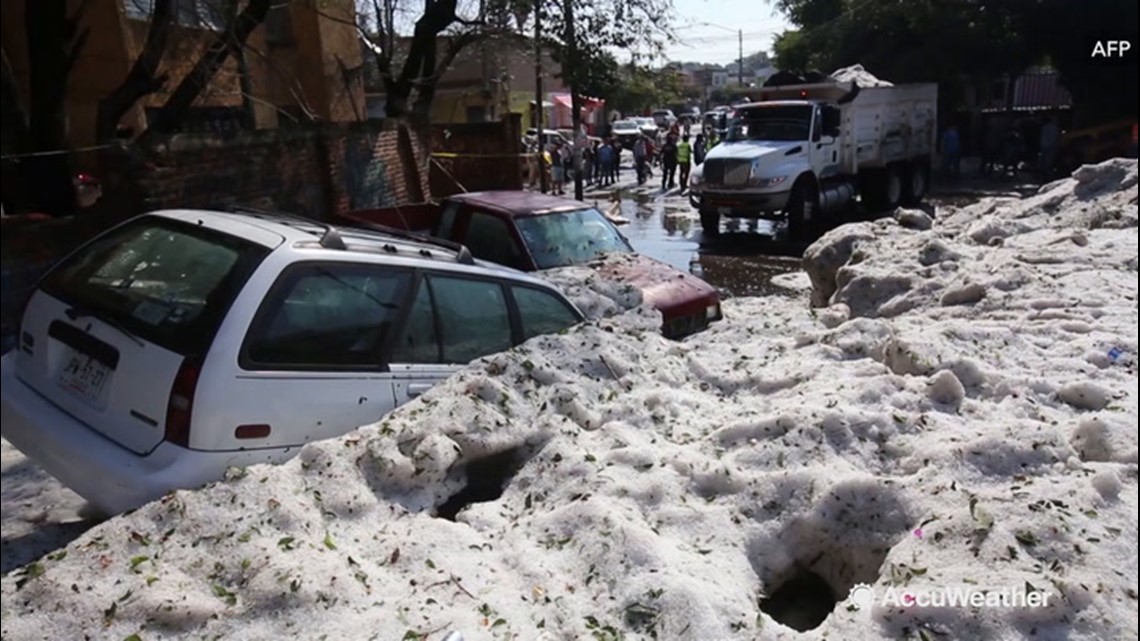 Cars buried as storm drops extreme amount of hail on city | kvue.com
