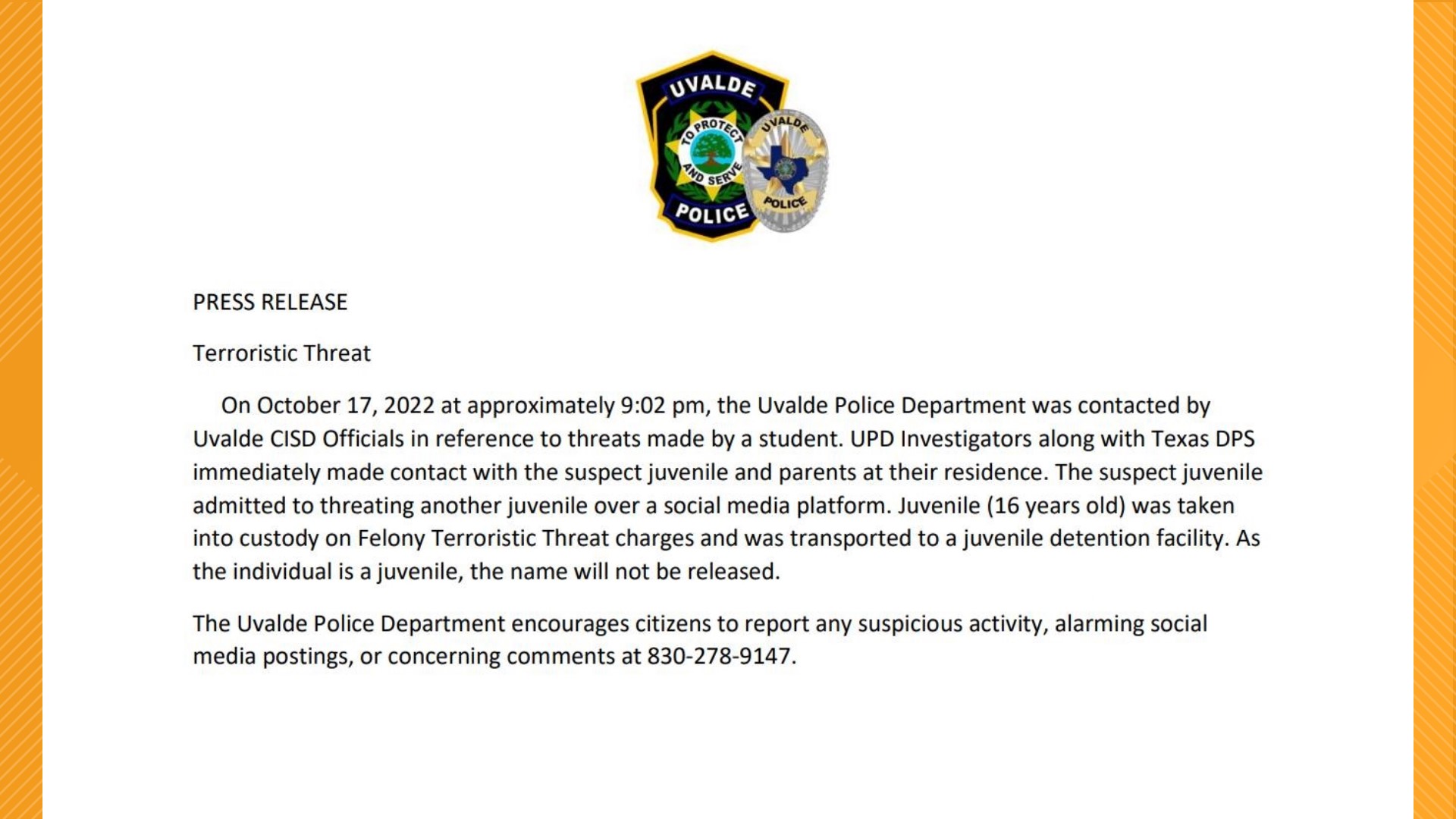 Teen arrested after making social media threats against Uvalde High ...