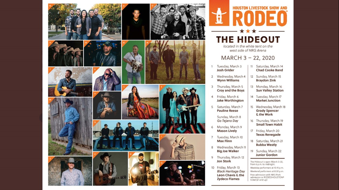 Who will perform at RodeoHouston's The Hideout in 2020? | kvue.com