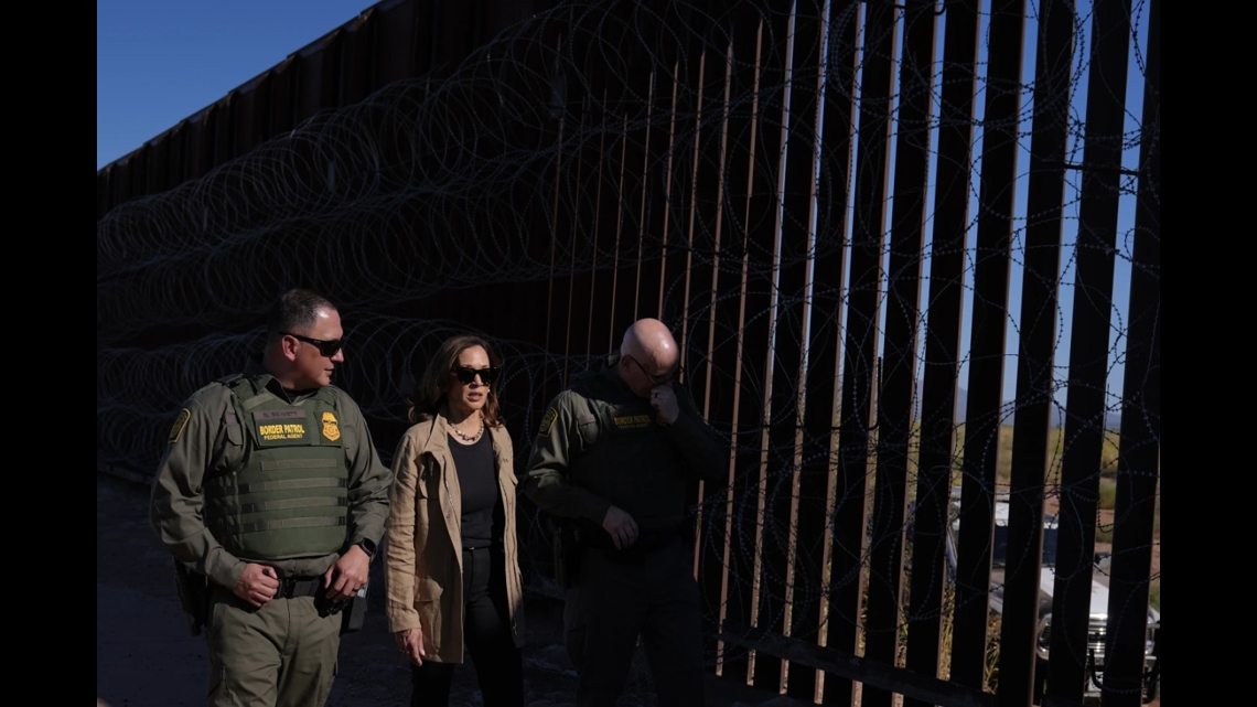 Harris walks fence at US-Mexico border as she works to project tougher ...