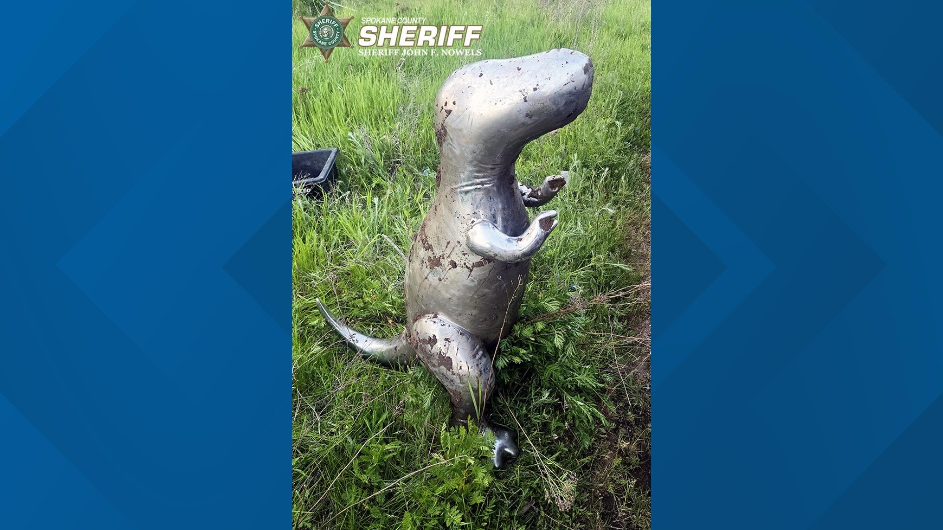 Deputies in Spokane recover $70,000 stolen metal T-Rex statue buried ...