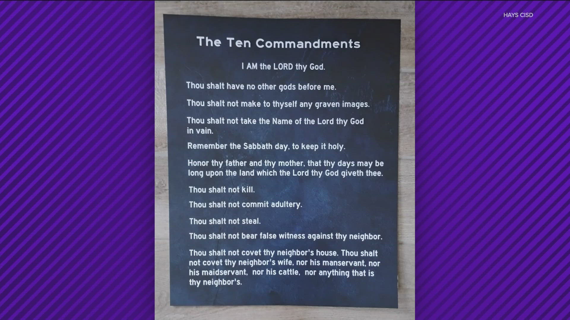 Ten Commandments posters donated to Hays CISD | kvue.com