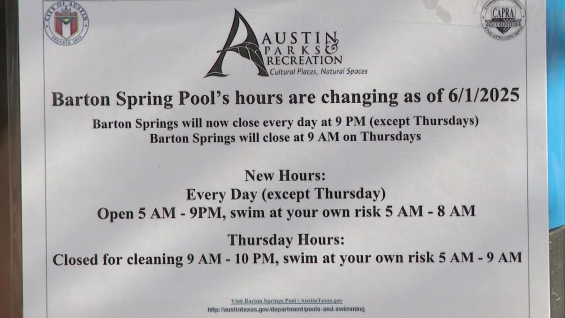 Barton Springs Pool ends night swims after 9 p.m., starting June 1 ...