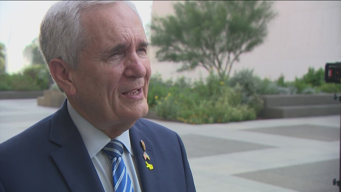 U.S. Congressman Lloyd Doggett greets President Biden at Austin airport ...