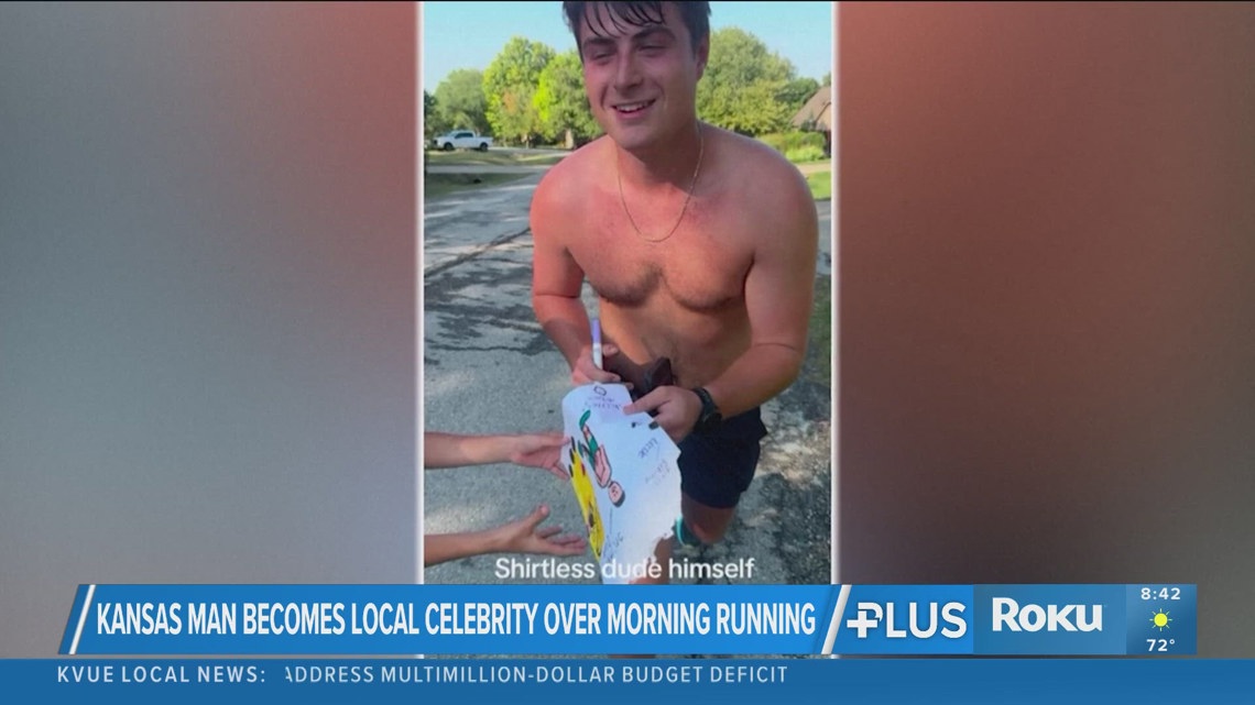 Kansas runner becomes town celebrity known as 'Shirtless Dude' | kvue.com