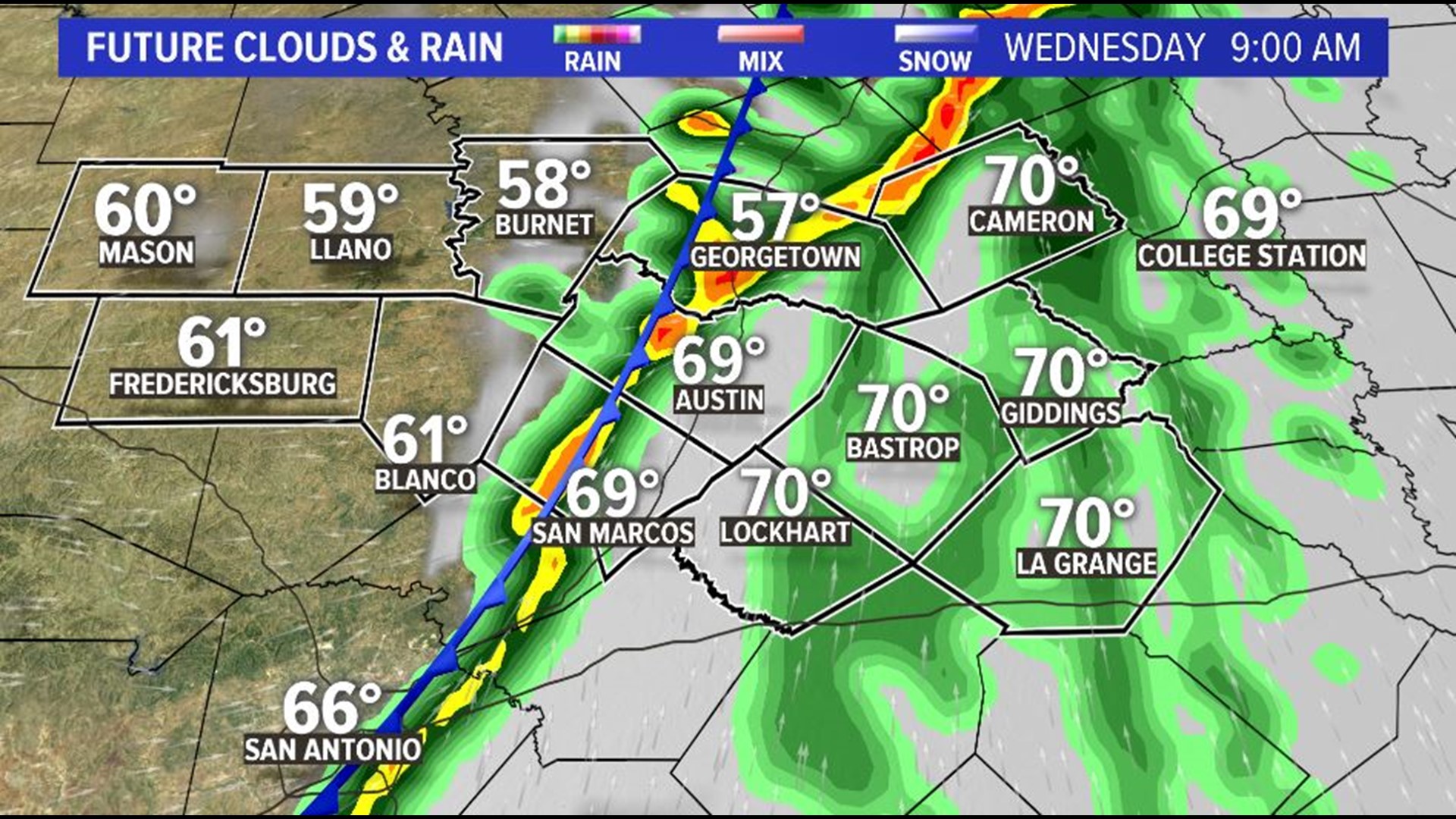 Central Texas weather: A cold front is pushing through on Wednesday ...