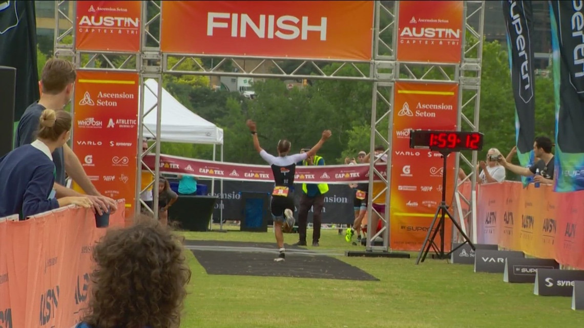 Winners celebrate victory at CapTex Triathlon | kvue.com
