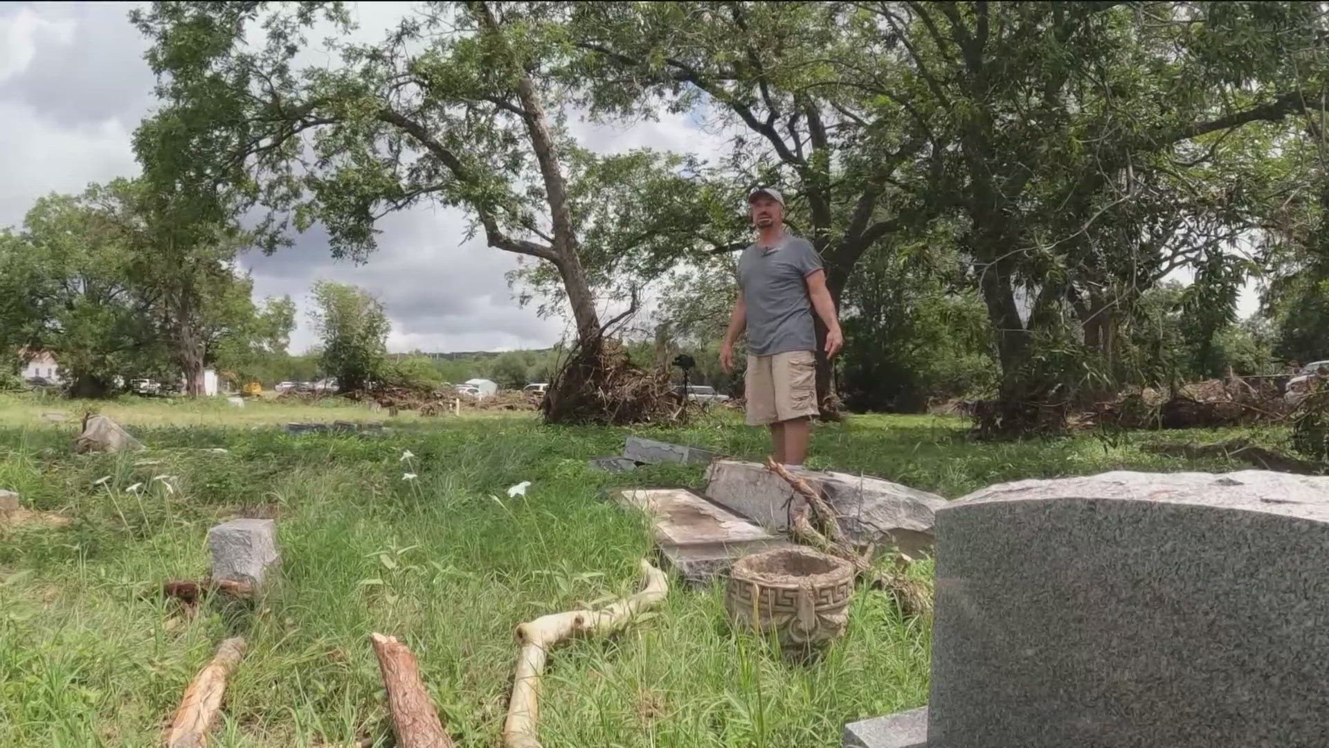 Floodwaters wash away headstones at Travis County cemetery | kvue.com