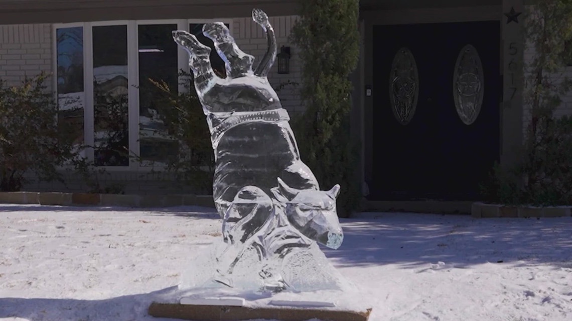 North Texas Man Creates Ice Sculptures During Winter Storm Kvue