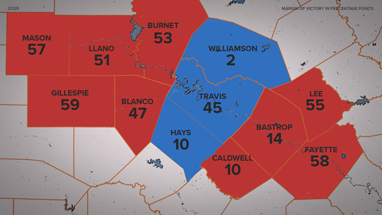 How some Texas counties flipped during the 2020 presidential election ...