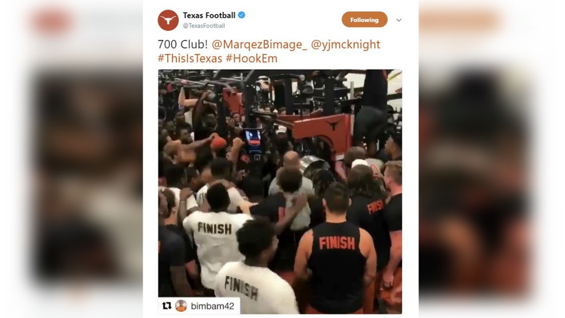 700-pound club?!?! Texas Longhorns erupt in celebration as teammate ...