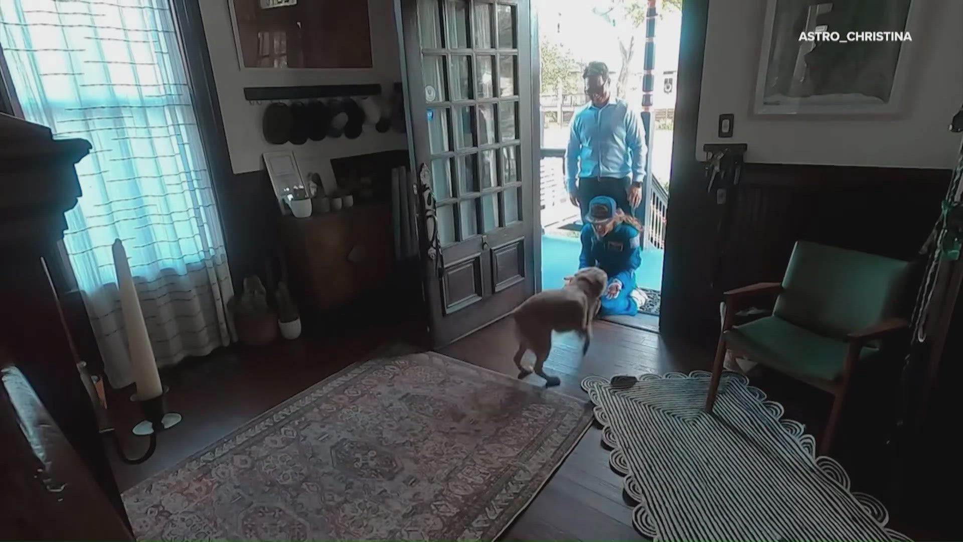 Artemis II astronaut Christina Koch welcomed home by dog 'Sadie' | kvue.com