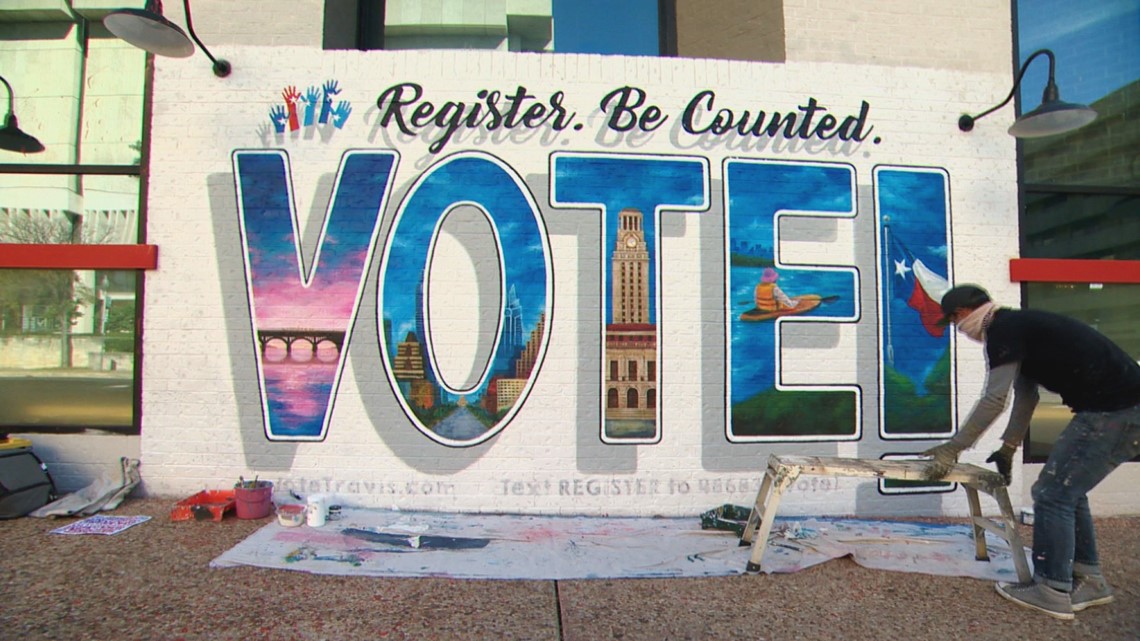 Austin artist restoring 'Vote!' mural after vandalism | kvue.com