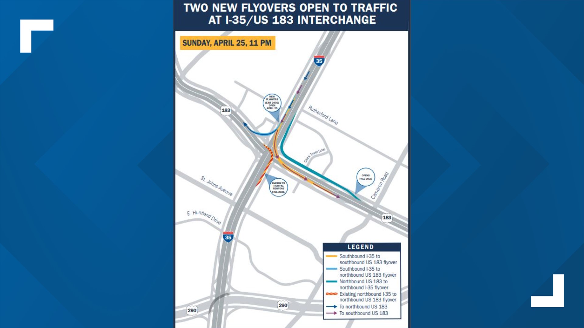 Long-term closure of northbound I-35 to US 183 flyover to begin Sunday ...