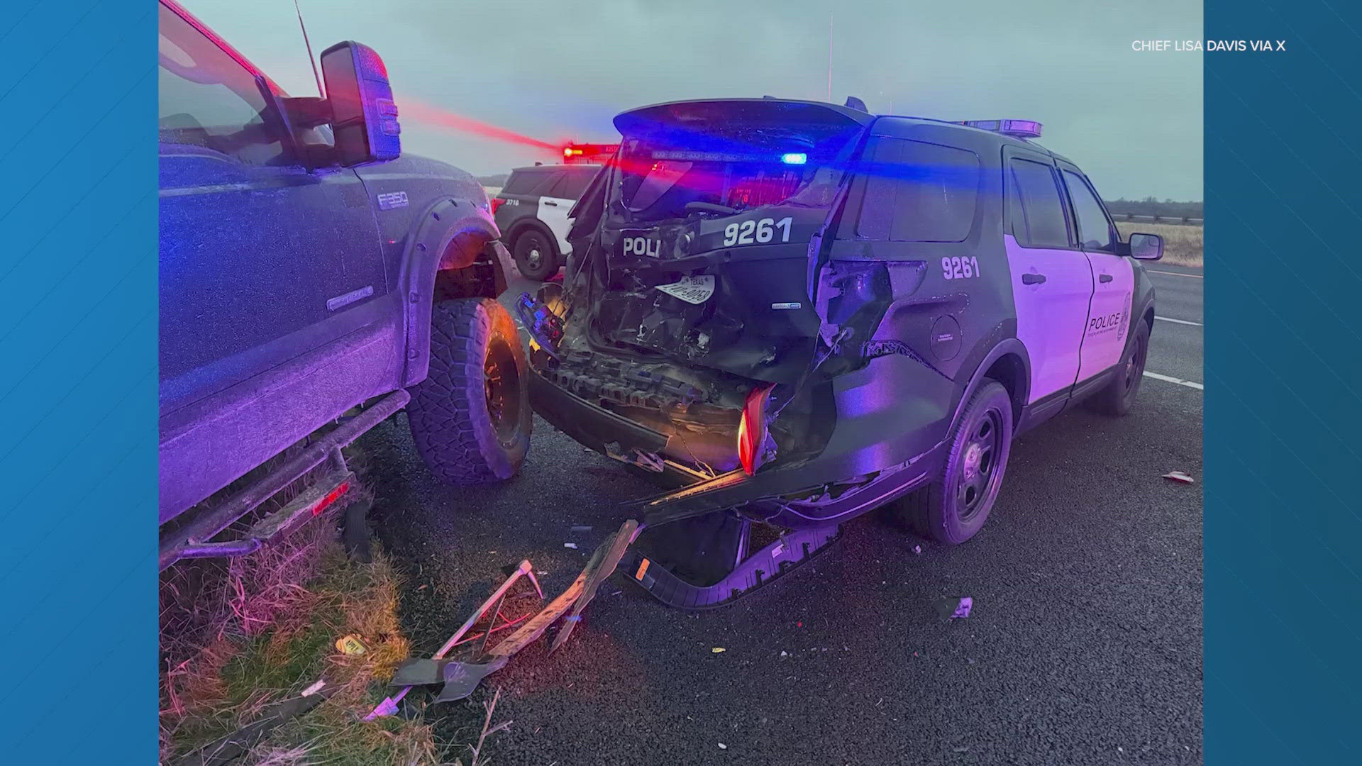 APD patrol vehicle hit by pickup truck driver amid icy conditions ...