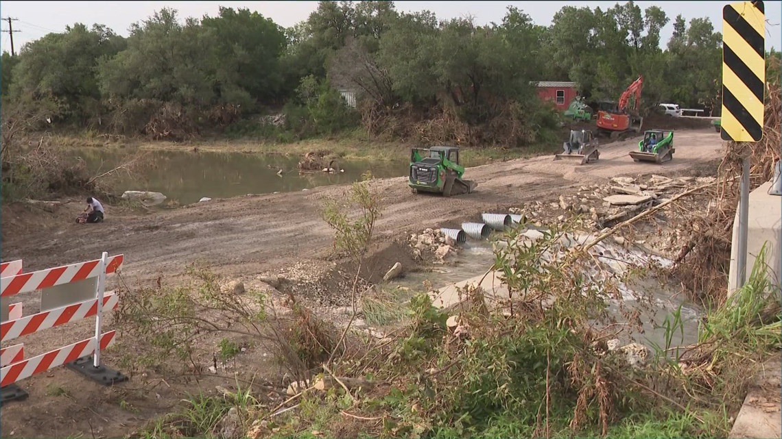Temporary crossing near Sandy Creek Bridge 90% complete | kvue.com