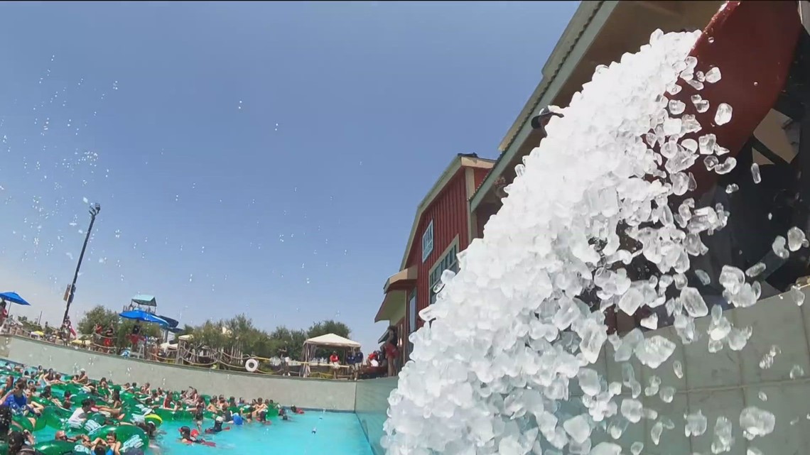 One ton of ice dumped in Typhoon Texas pool | kvue.com