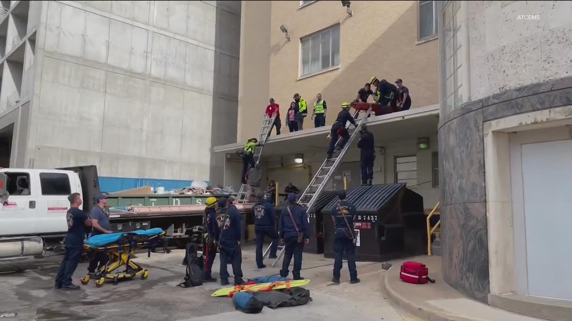 Man falls 20 feet from ladder in Downtown Austin | kvue.com