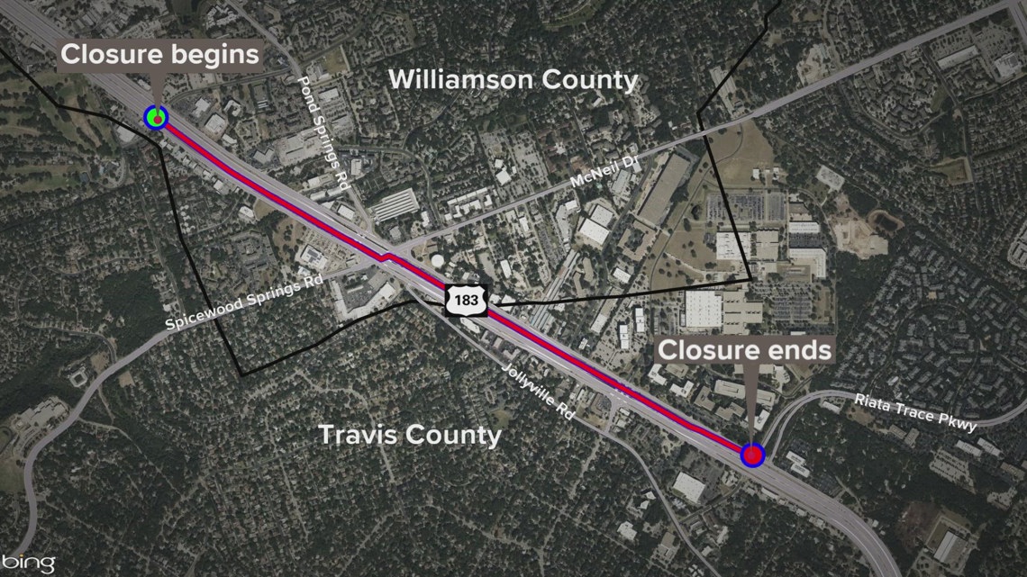 Austin traffic: 3 lanes of US 183 South will be closed this weekend ...