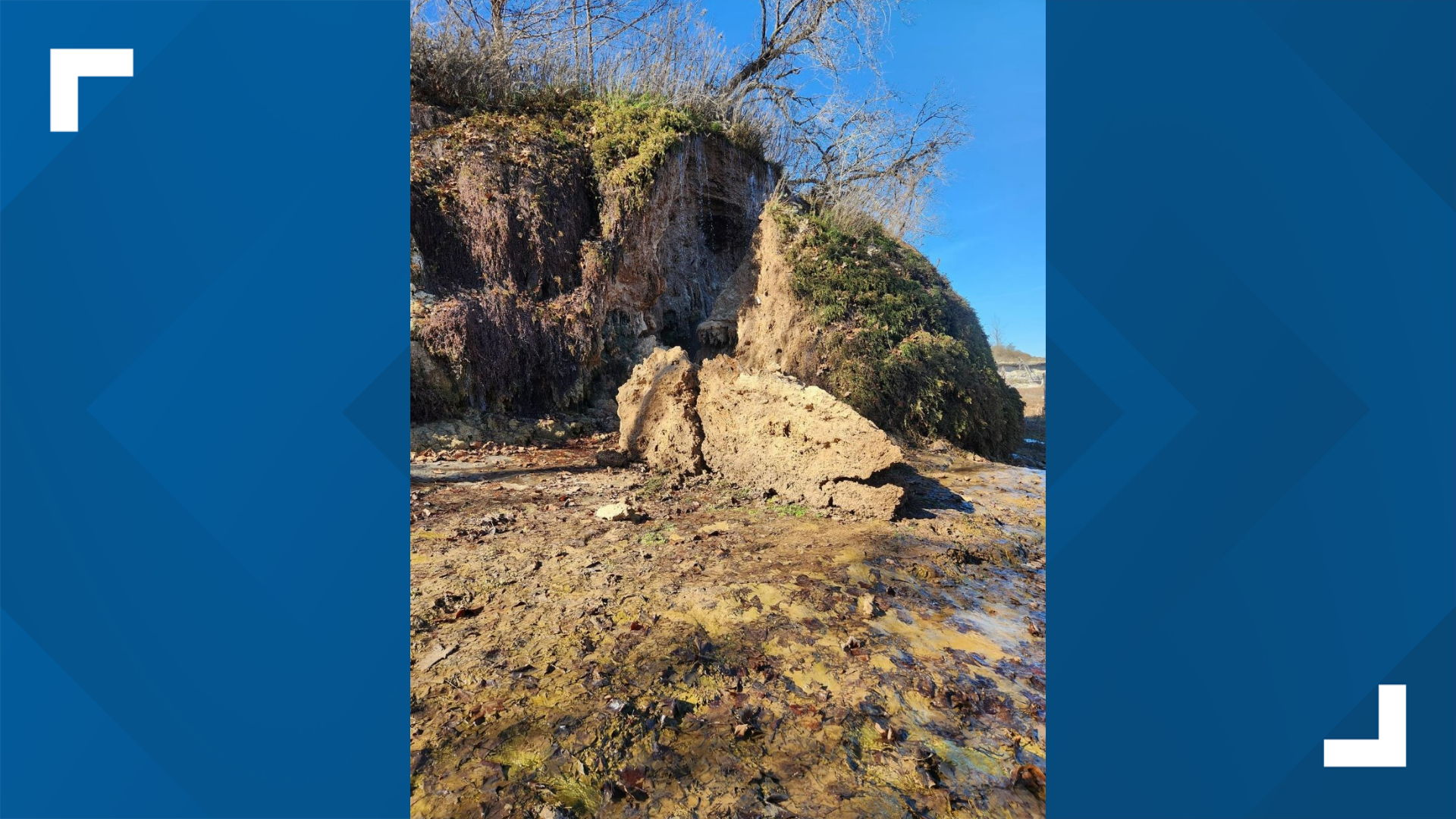 Popular waterfall near Lake Georgetown partially collapses after freeze ...