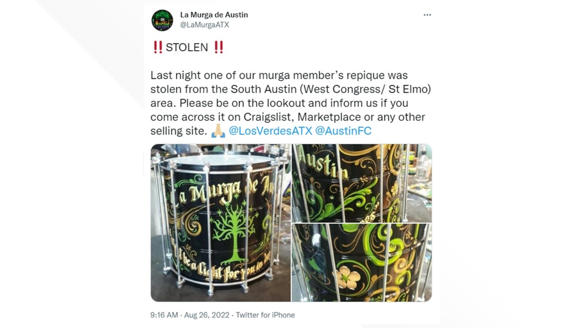 Austin FC's La Murga de Austin claims its drum was stolen | kvue.com