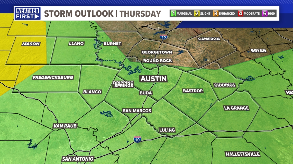 Austin-area weather: Strong storms possible Thursday, May 16 | kvue.com