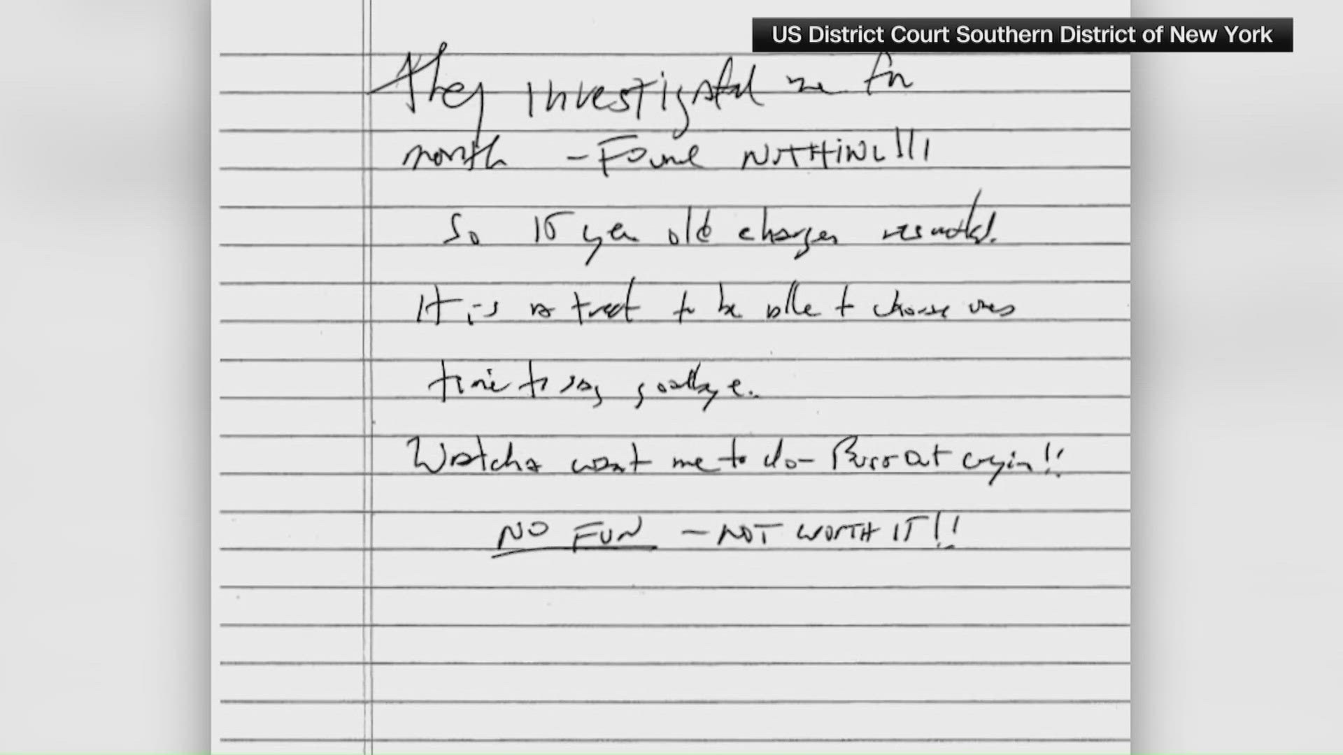 Judge unseals suicide note allegedly written by Jeffrey Epstein | kvue.com