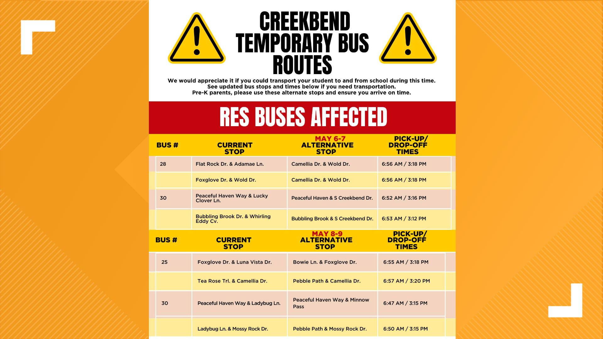 Hutto ISD bus routes impacted by roadwork May 6-10 | kvue.com