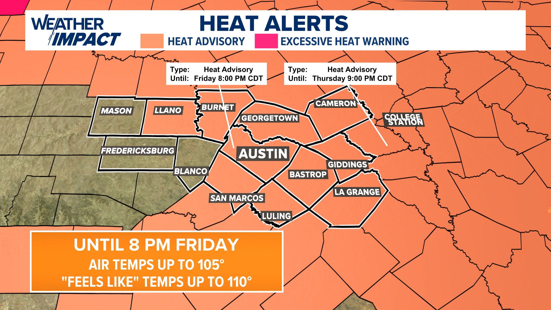 Austin forecast: Heat dome brings heat advisories to Texas | kvue.com