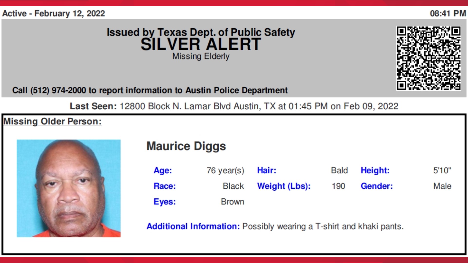 Silver Alert issued for man last seen on Feb. 9 in North Austin | kvue.com