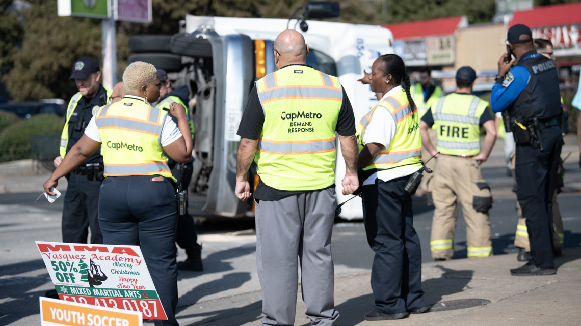 CapMetro Access van rolls over in South Austin, causing traffic delays ...