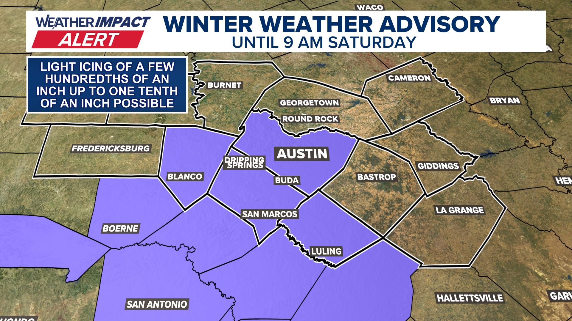 Weather Impact Alert: Light freezing rain possible for Central Texas on ...
