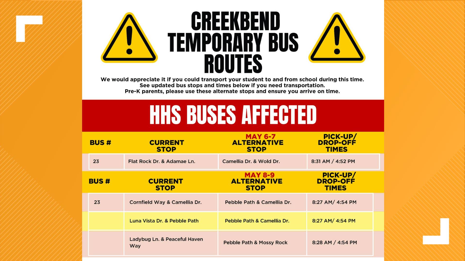 Hutto ISD bus routes impacted by roadwork May 6-10 | kvue.com