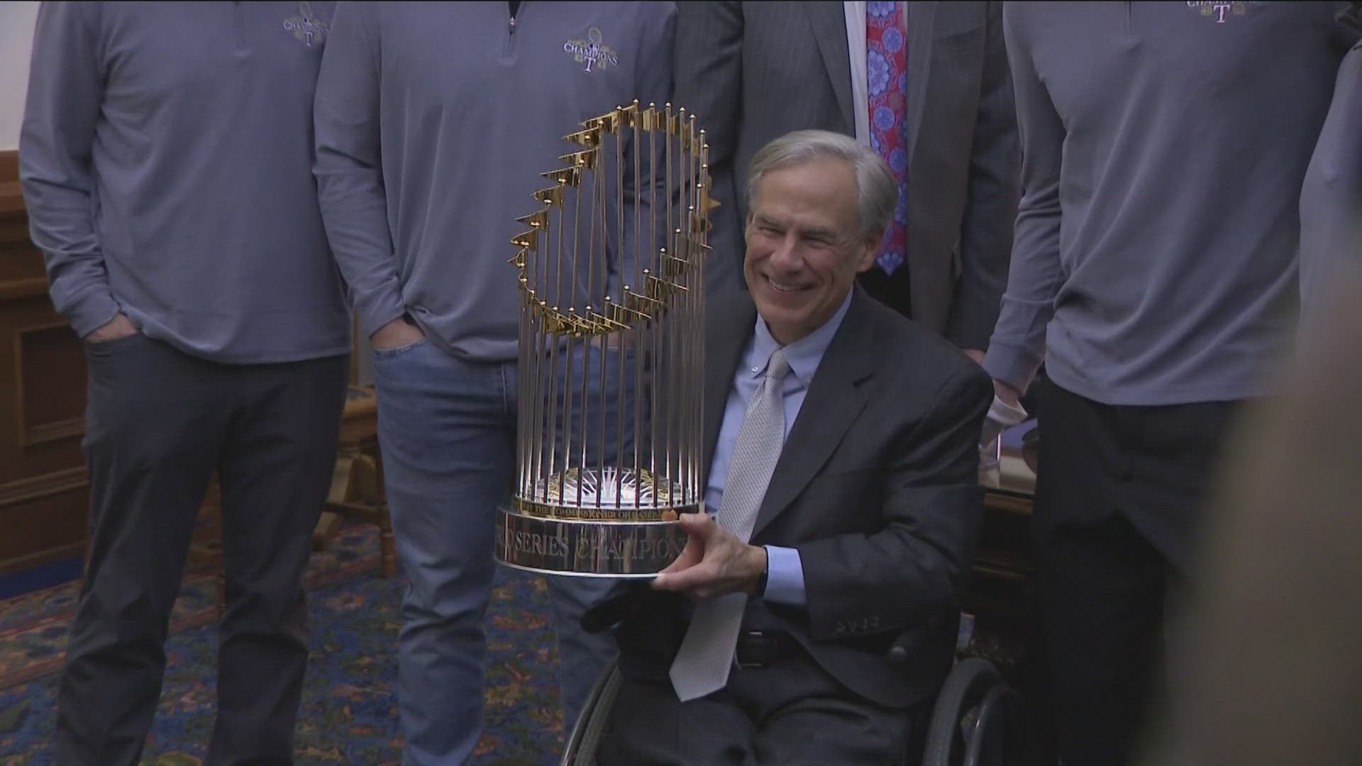 Gov. Abbott hosts Texas Rangers following World Series win | kvue.com