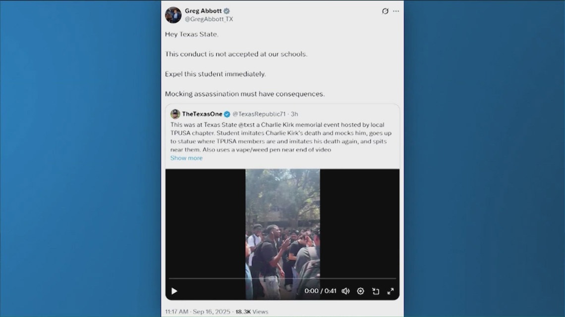 Texas State University student expelled after mocking Charlie Kirk ...