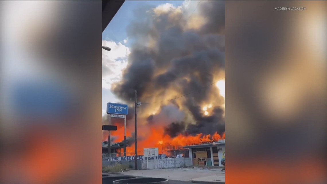 Massive fire sparks at abandoned motel near I-35 in Austin | kvue.com
