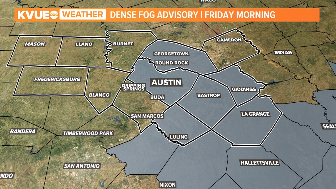 Austin weather: Dense fog advisory in effect Friday morning | kvue.com
