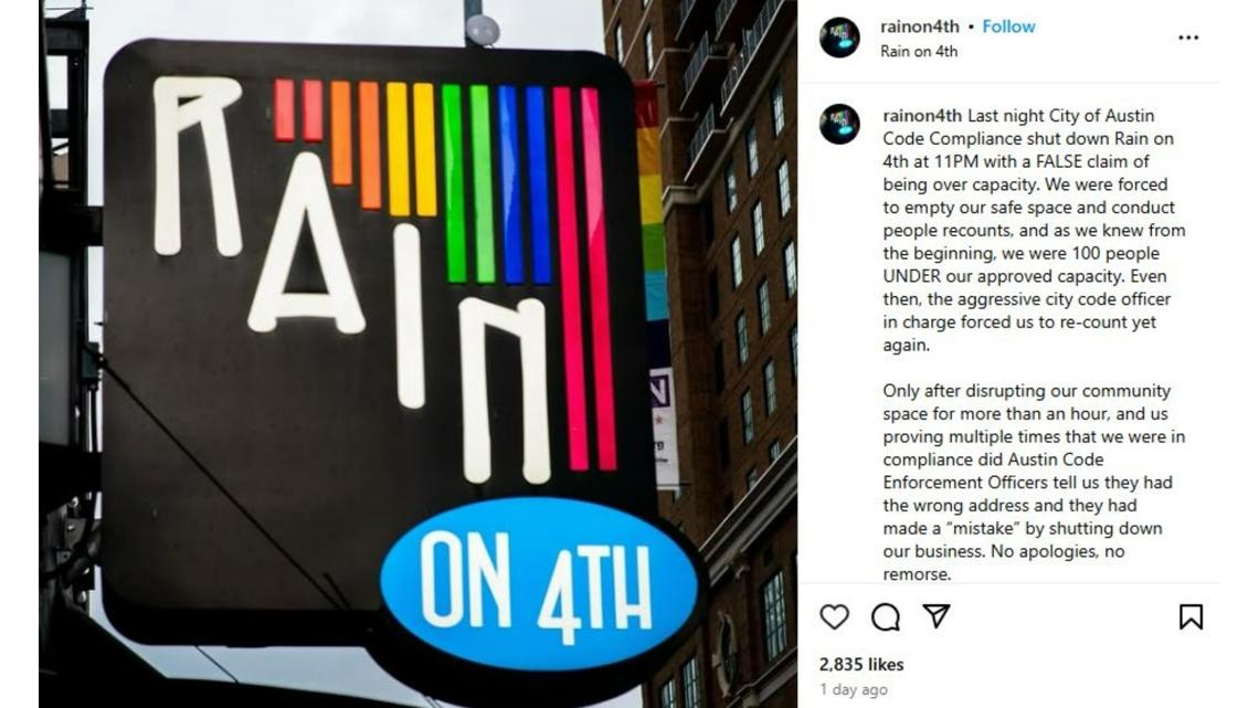 Austin LGBTQ+ club Rain says it was improperly shut down over capacity ...