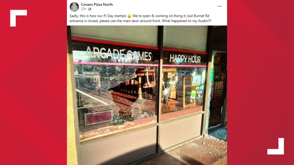 Windows broken at Conan's Pizza North on West Anderson Lane | kvue.com