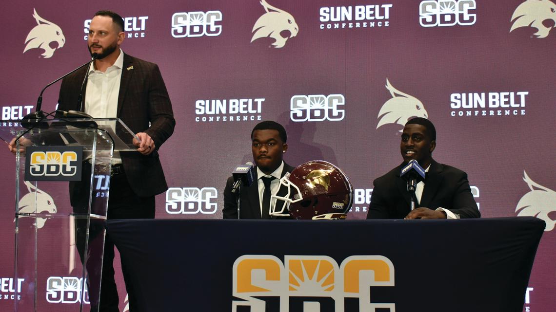 SBC Media Days: Texas State coach thanks wife for early birth | kvue.com