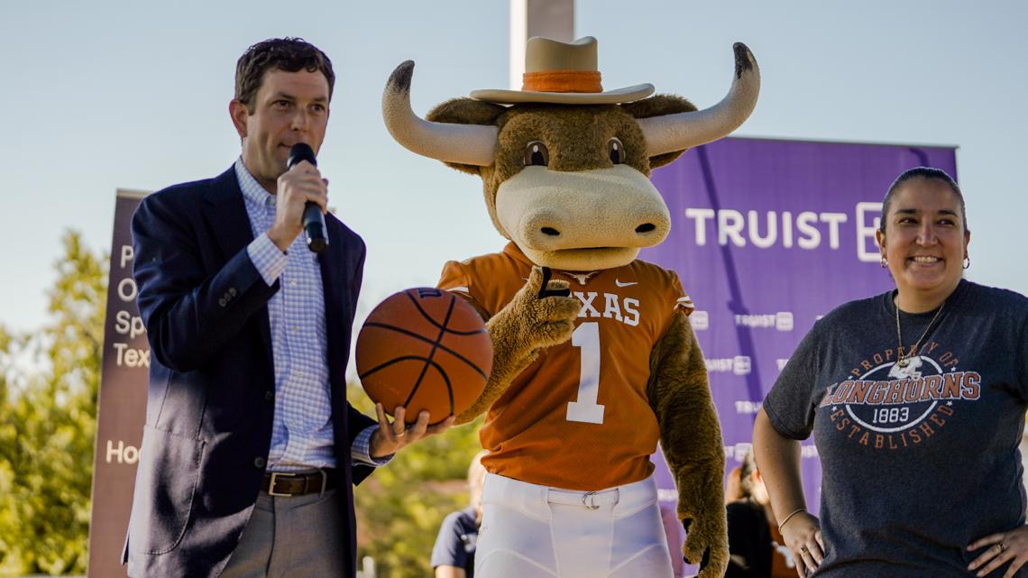 PHOTOS: Andrews Elementary basketball court gets Longhorn makeover ...