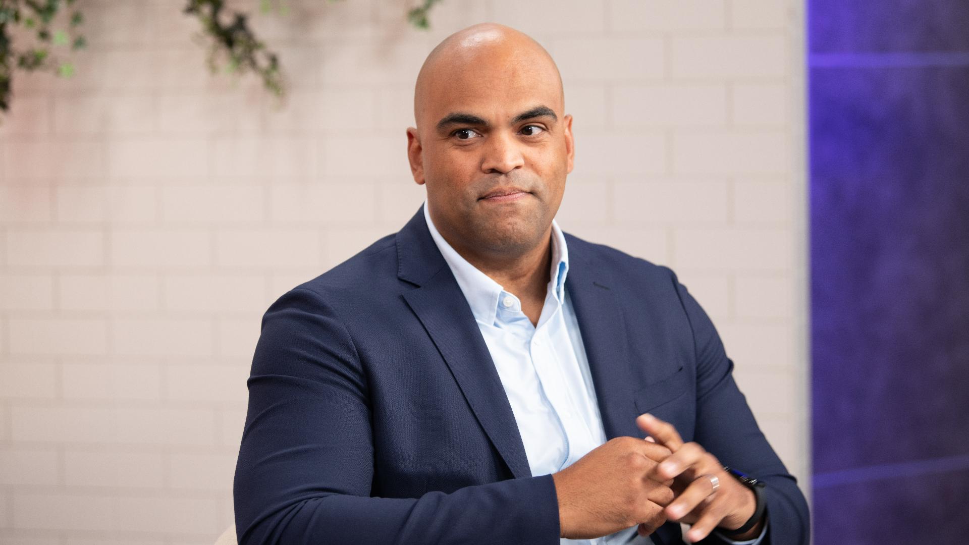 US Senate candidate Colin Allred addresses congressional redistricting ...