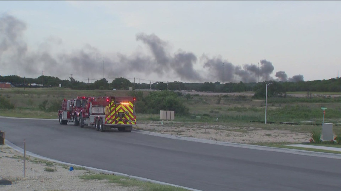 Tire recycling facility on fire east of Burnet | kvue.com