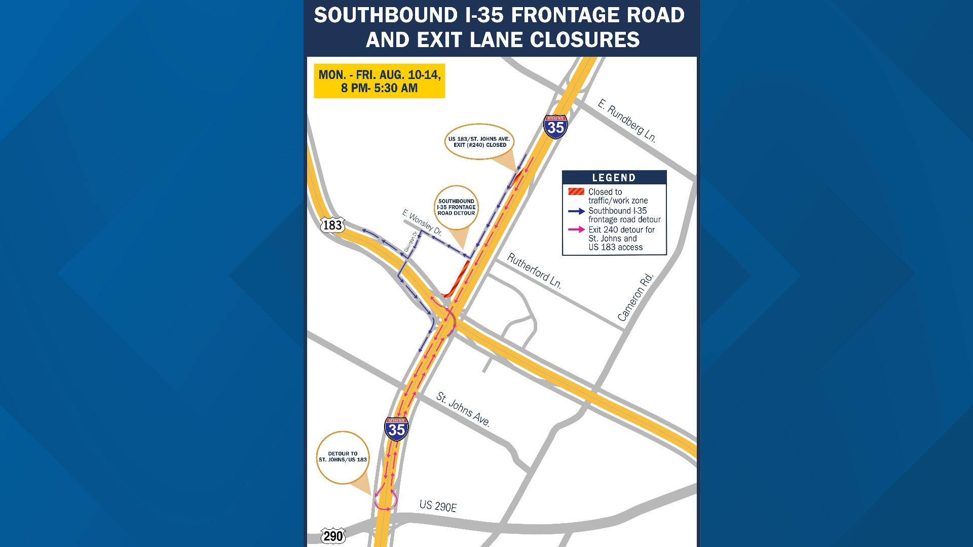 Austin traffic: Southbound US 183, I-35 lanes will be closed starting ...