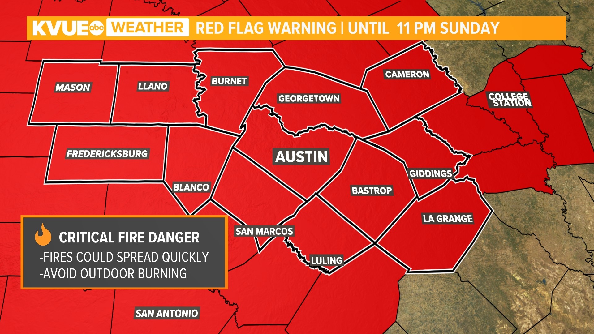 Breezy conditions increase wildfire risk across Central Texas | kvue.com