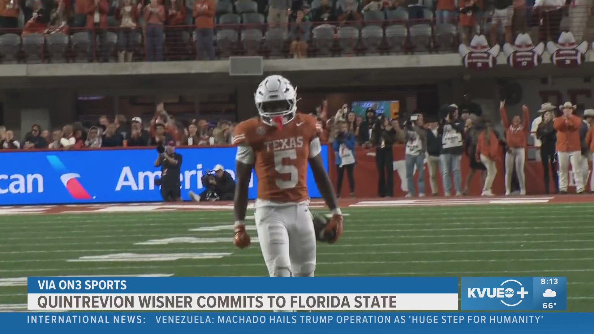 Longhorn Quintrevion Wisner transferring to Florida State | kvue.com