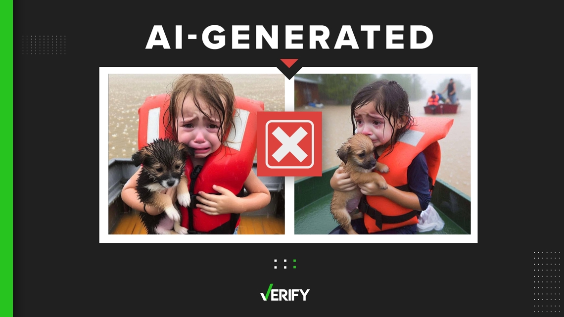 Viral images of a crying girl clutching a puppy during Hurricane Helene ...