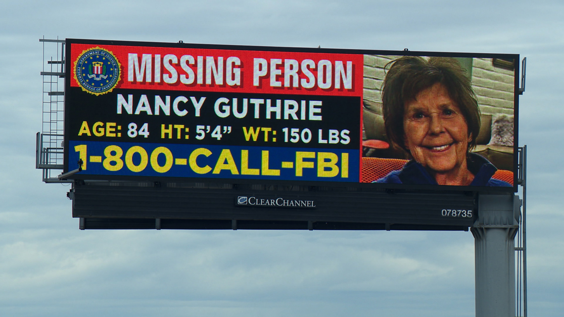 Billboards featuring Nancy Guthrie's missing person poster go up across ...
