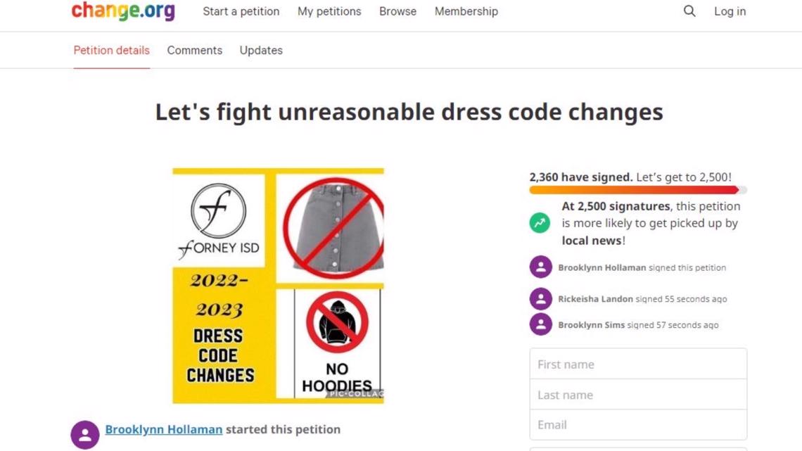 Forney ISD dress code: Student creates petition to stop changes | kvue.com
