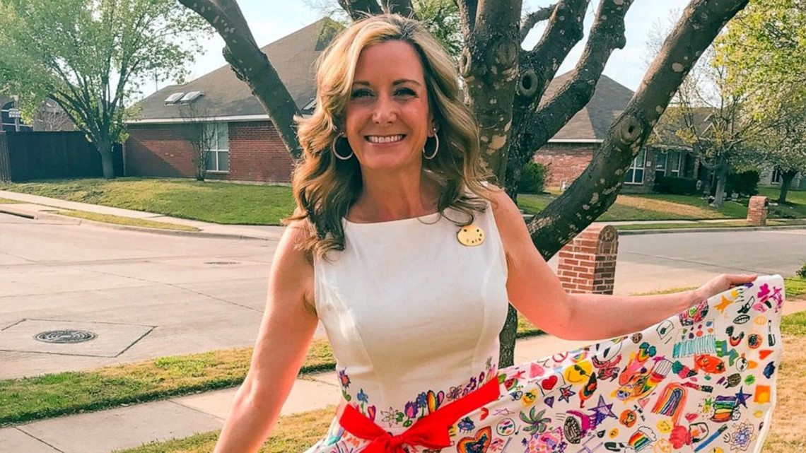 Texas elementary school art teacher makes dress featuring her students ...